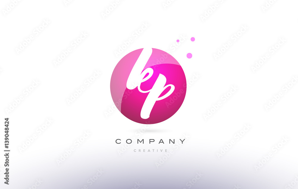 kp k p sphere pink 3d hand written alphabet letter logo Stock Vector ...