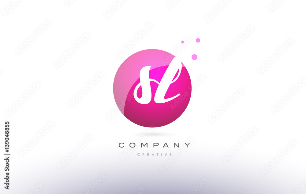 sl s l sphere pink 3d hand written alphabet letter logo Stock Vector ...
