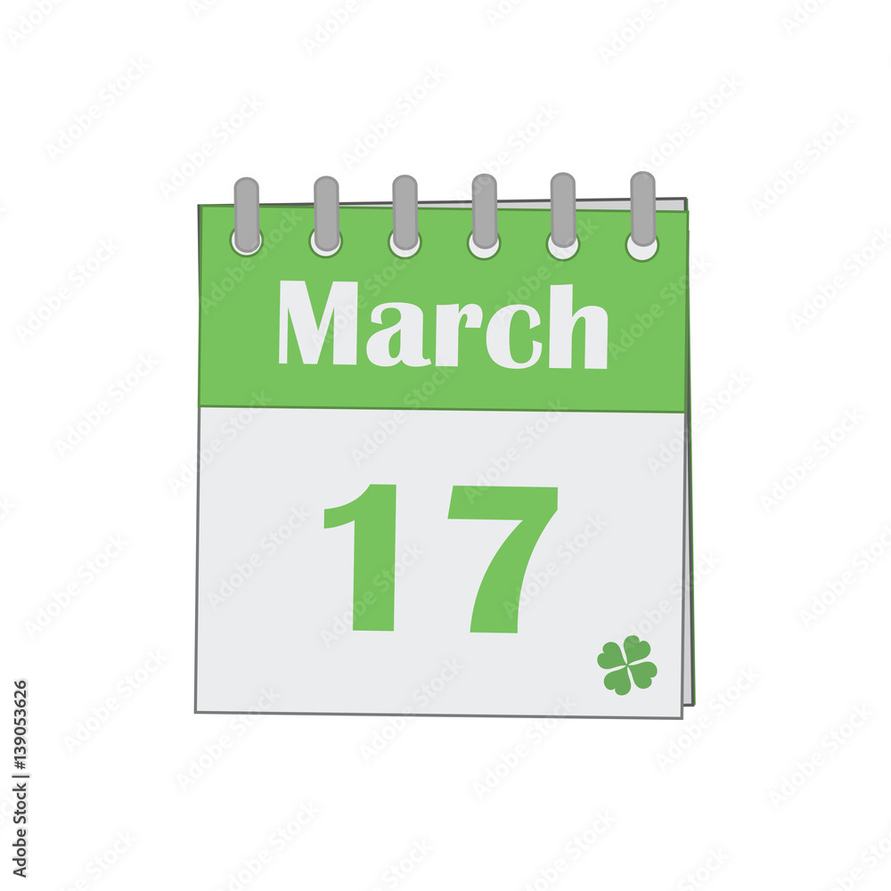 Calendar with March 17 date Stock Vector | Adobe Stock