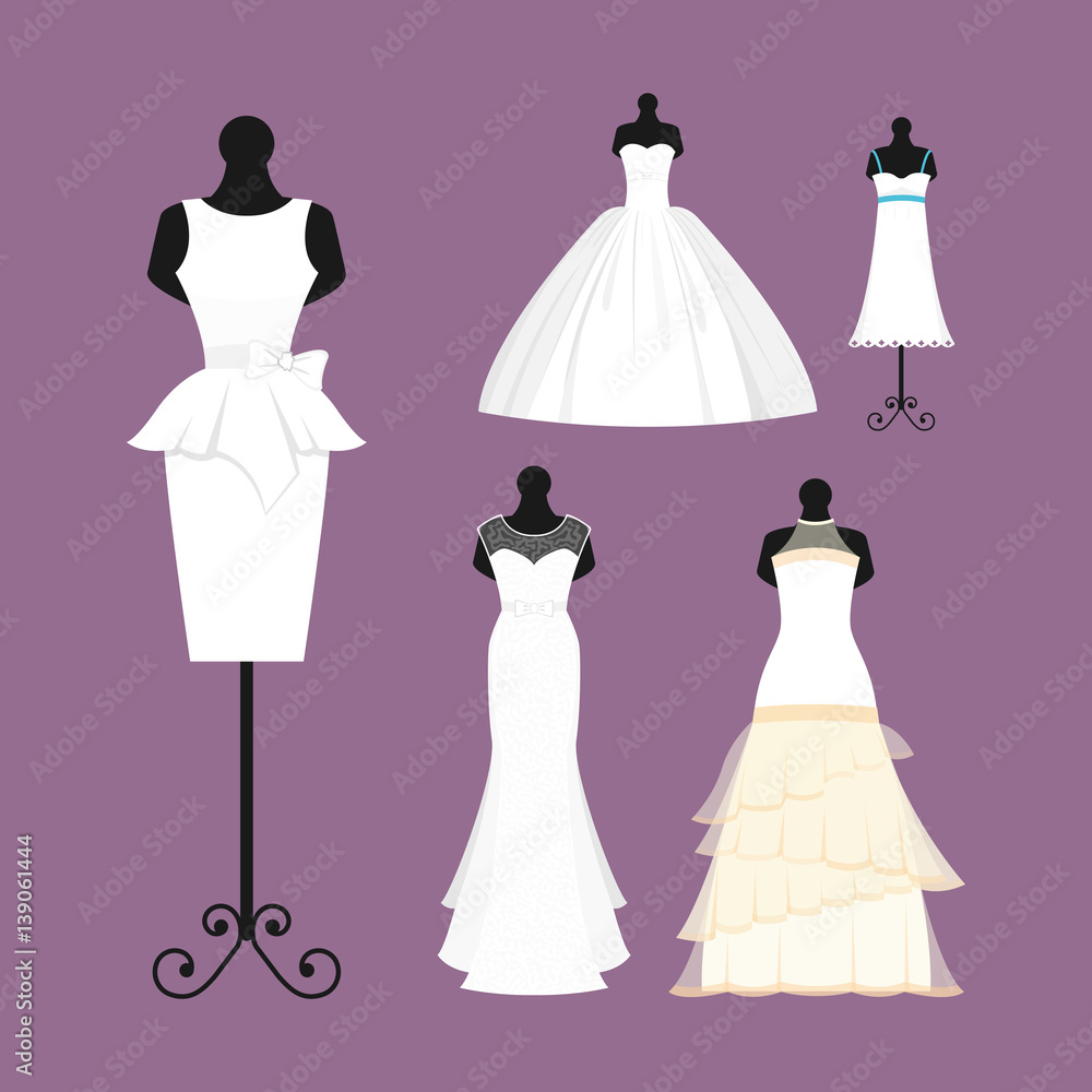 Wedding bride dress elegance style celebration vector illustration ...