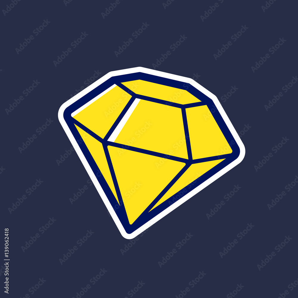 Shiny diamond in outline cartoon style isolated on dark background ...