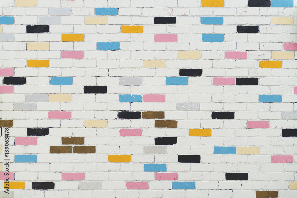 Colorful brick wall pattern, painted bricks as urban design texture ...