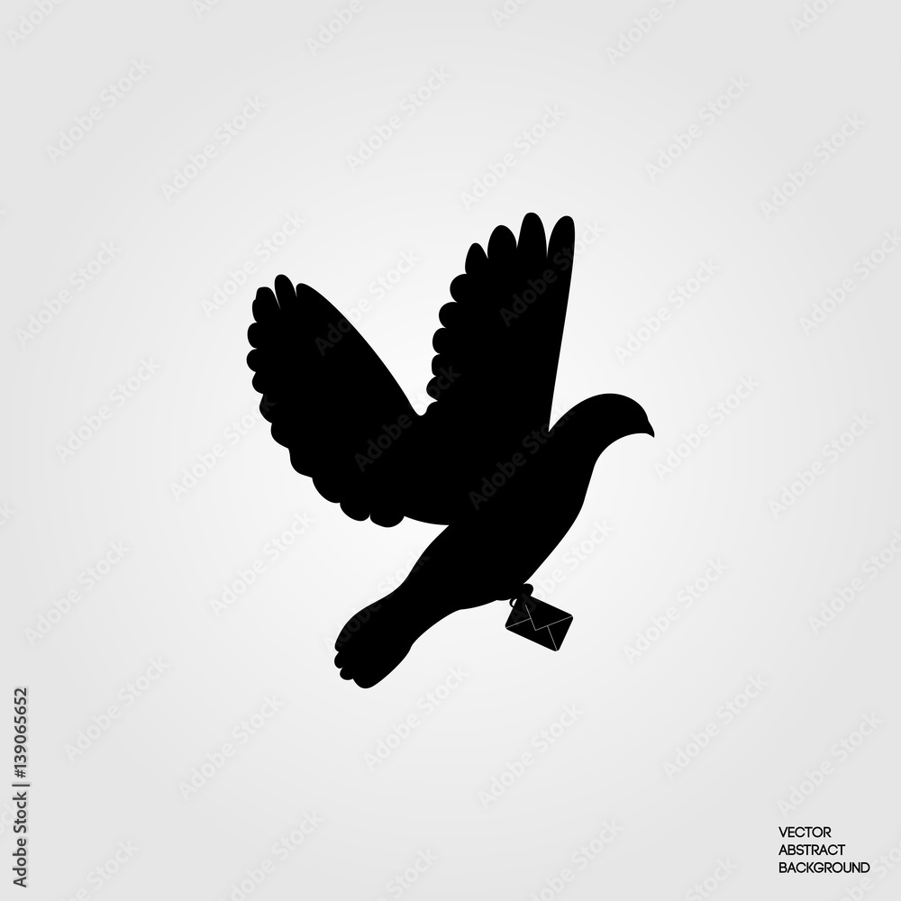 Post pigeon. messenger-pigeon. Dove and envelope. Vector illustration ...