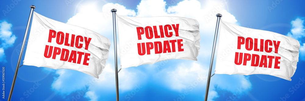 policy update, 3D rendering, triple flags Stock Illustration | Adobe Stock