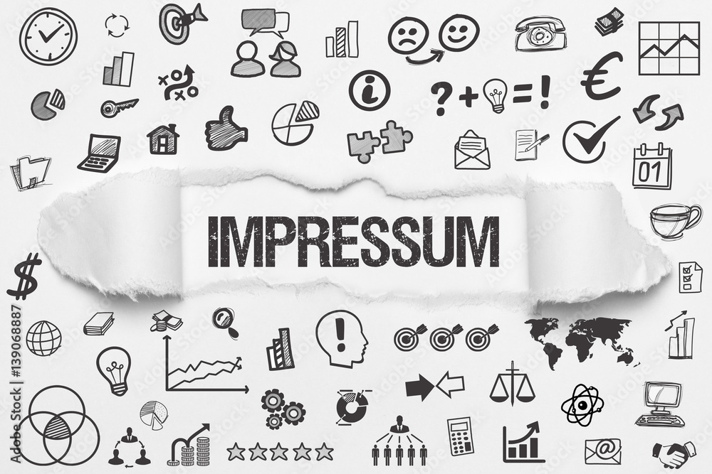 Impressum / weißes Papier mit Symbole Stock-Foto | Adobe Stock