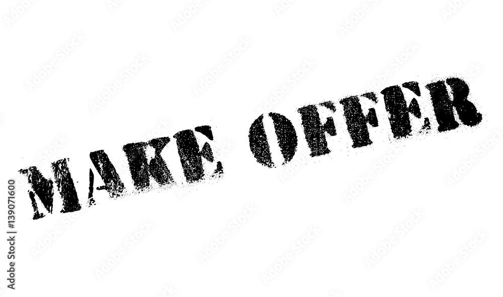 Make Offer rubber stamp. Grunge design with dust scratches. Effects can ...