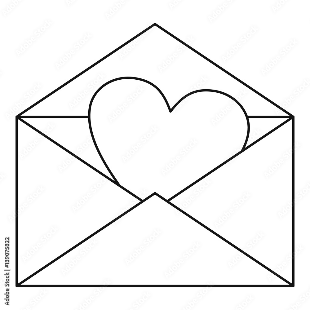 Envelope with valentine heart icon, outline style Stock Vector | Adobe ... Envelope with valentine heart icon, outline style Stock Vector | Adobe ...