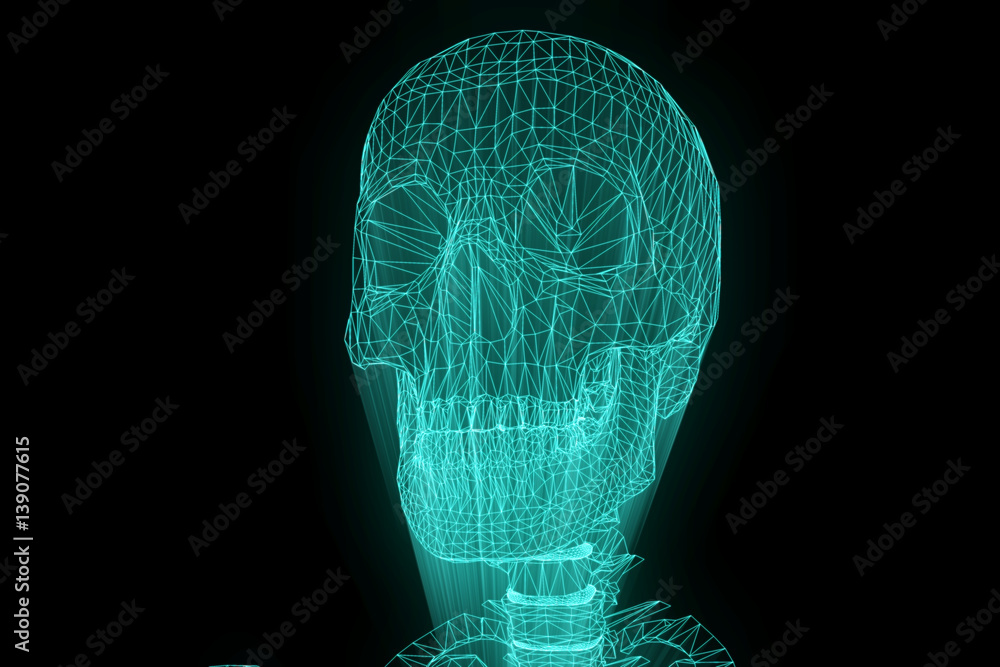 Human Skeleton Wireframe Hologram in Motion. Nice 3D Rendering Stock ...