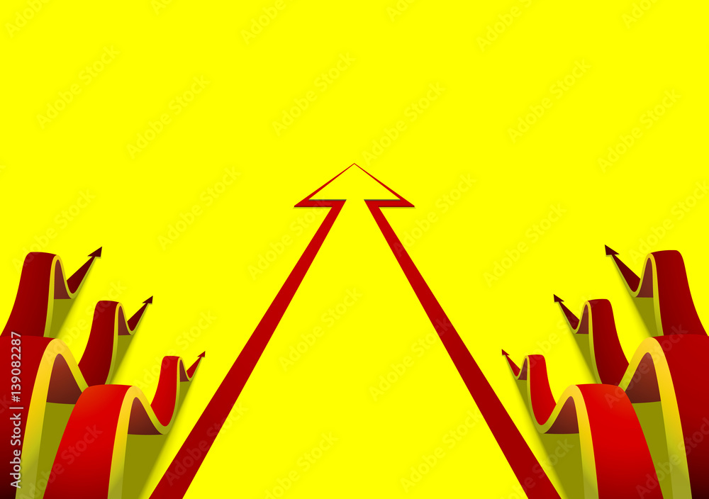wavy arrows creeping along beside the flat yellow arrow Stock ...