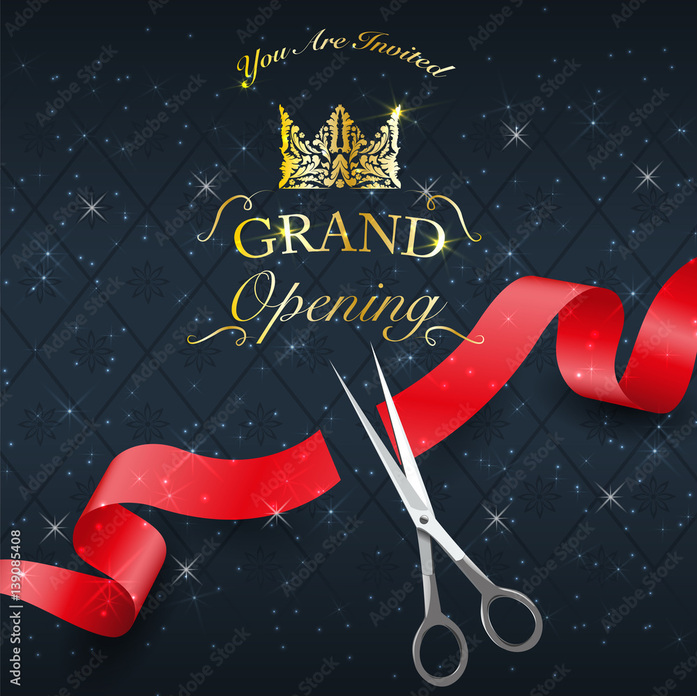 grand opening, cutting red tape, the start day of activity Stock Vector ...