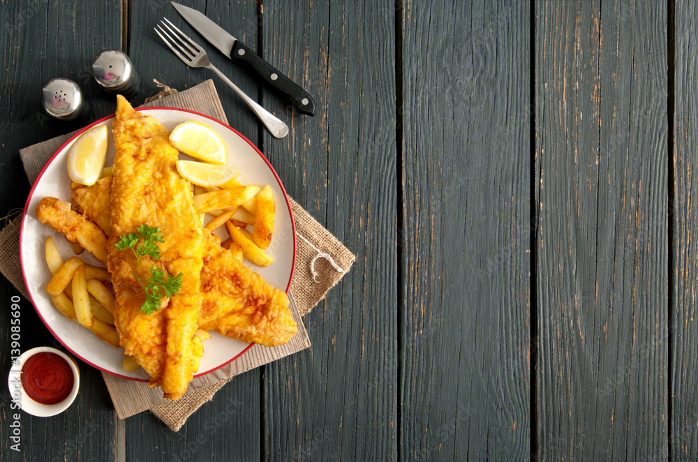 Fish and chips background Stock Photo | Adobe Stock