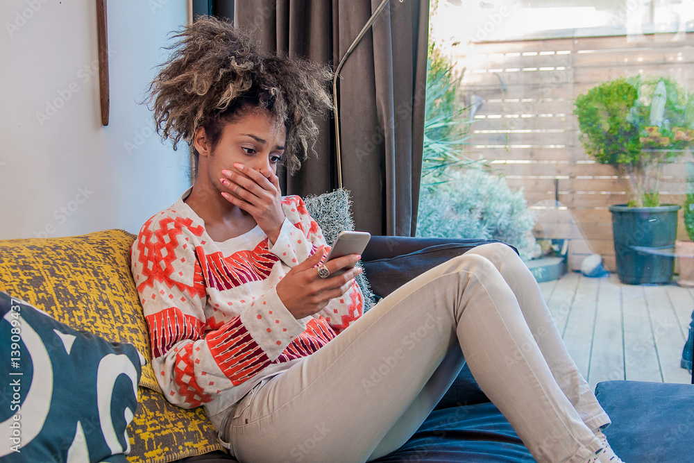 sad, depressed, unhappy worried young woman talking on phone, Negative ...