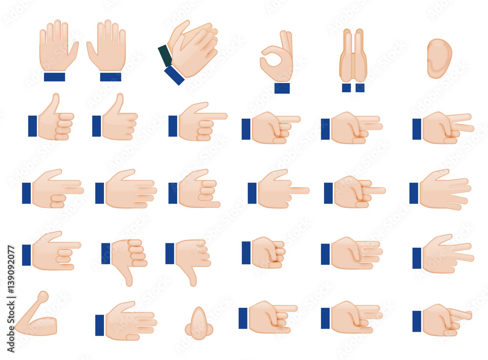 Set of Hands Emojis and Icons Stock Vector | Adobe Stock