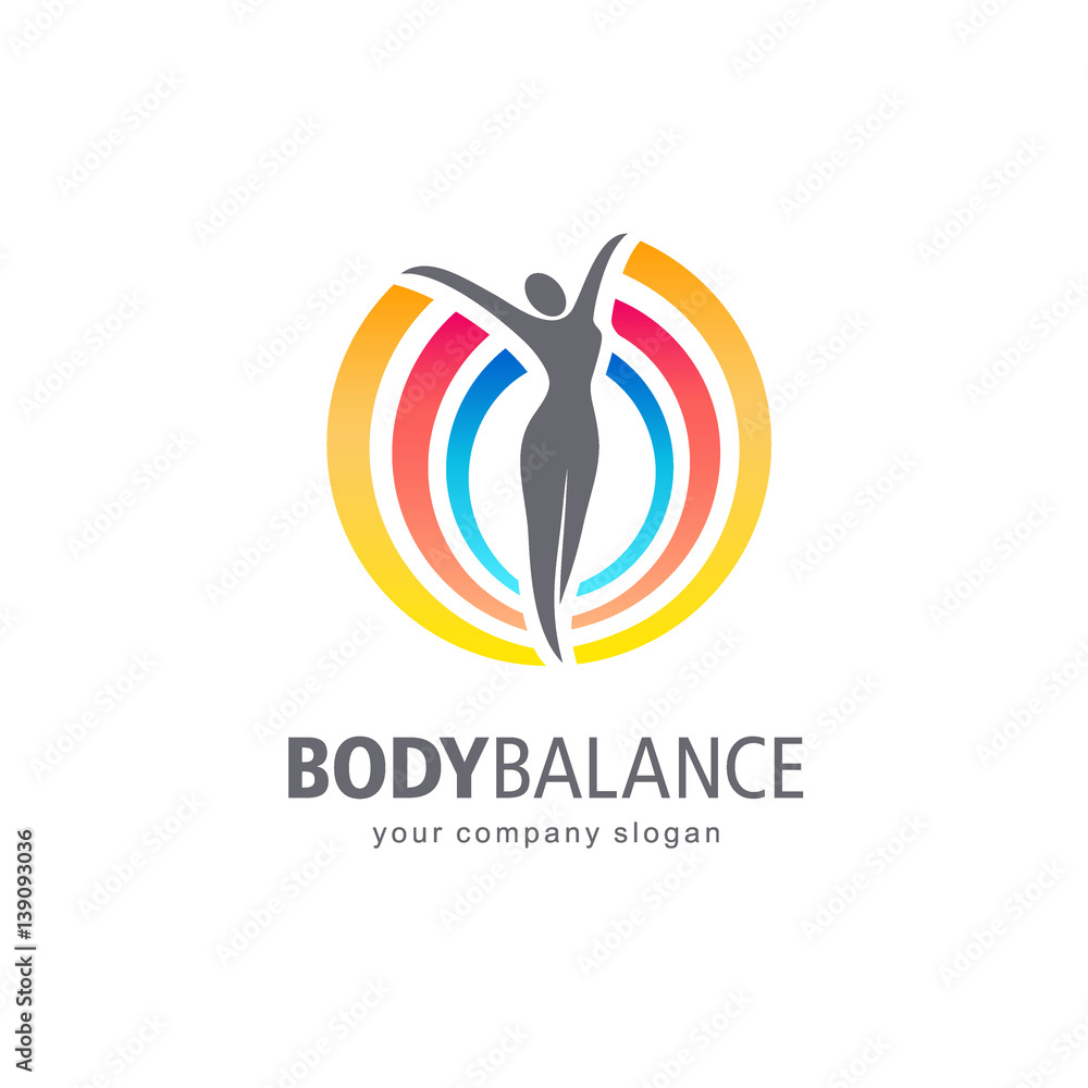 Fitness and wellness vector logo design. Body balance Stock Vector | Adobe Stock