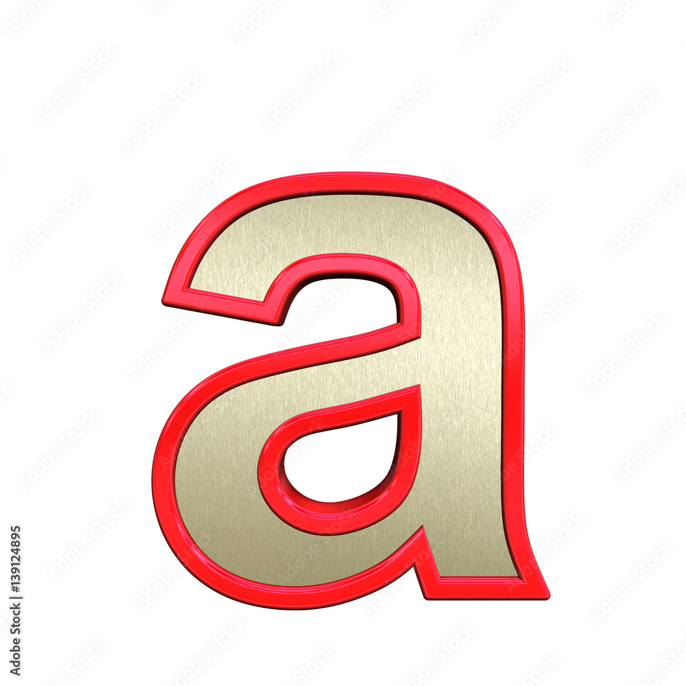One lower case letter from brushed gold with red frame alphabet set ...