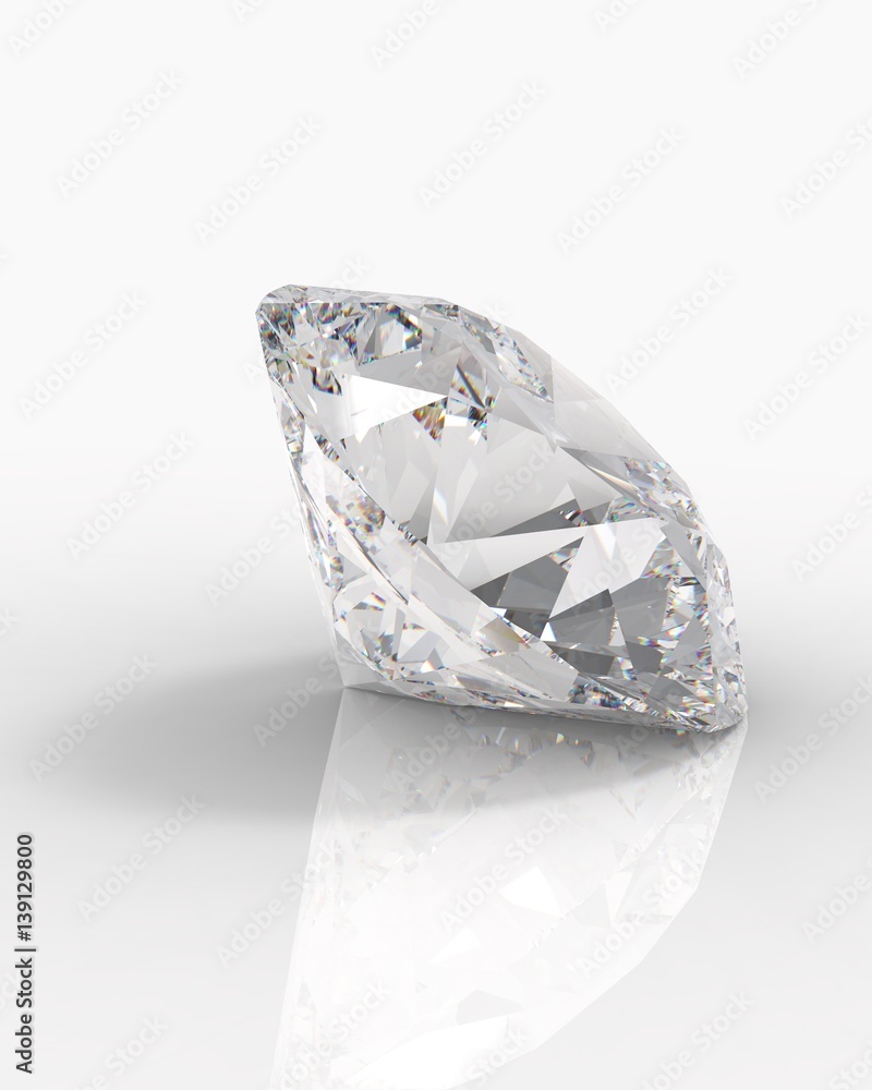 Large Clear Diamond with reflection on white background. 3d Stock ...