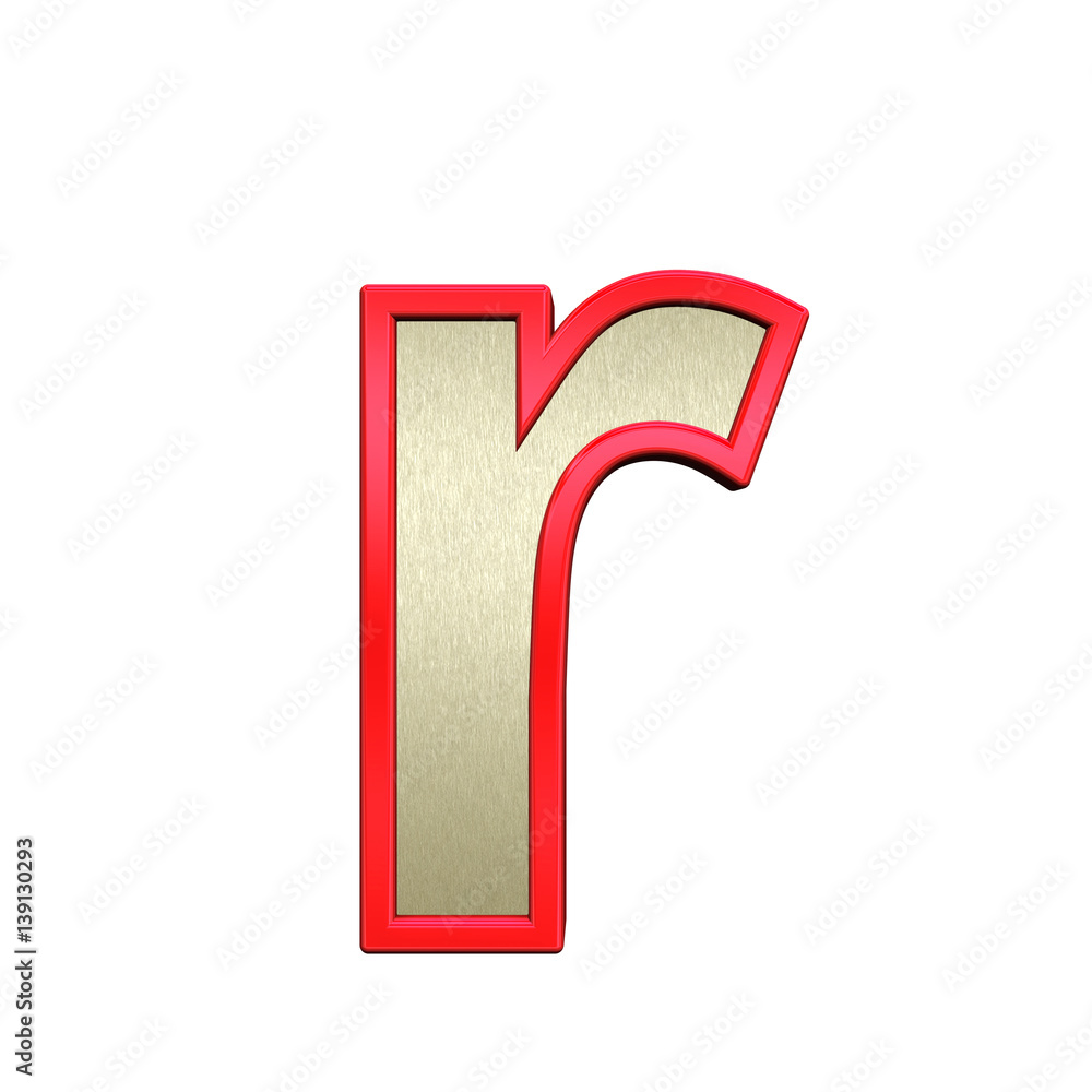One lower case letter from brushed gold with red frame alphabet set ...