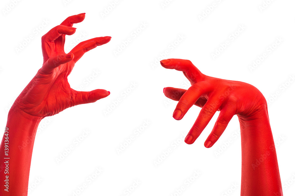 red hands on a white background Stock Photo | Adobe Stock