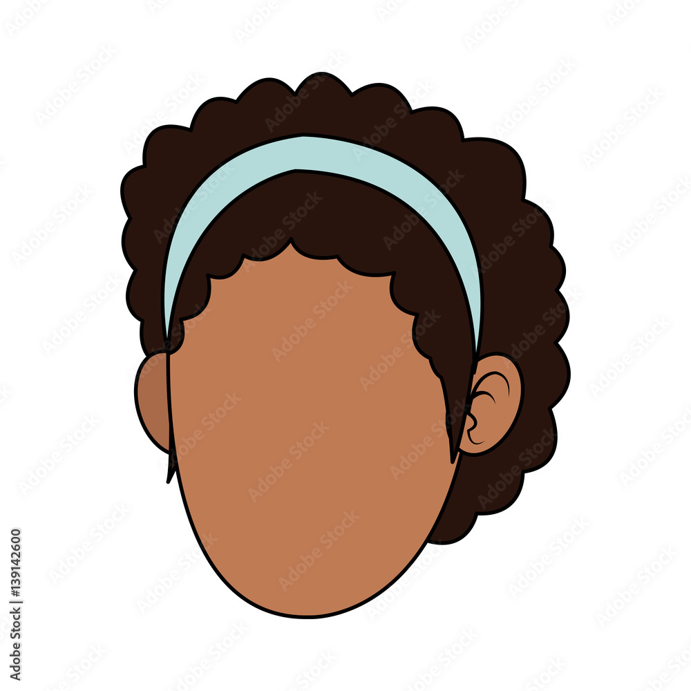 face of young dark skin woman icon image vector illustration design ...