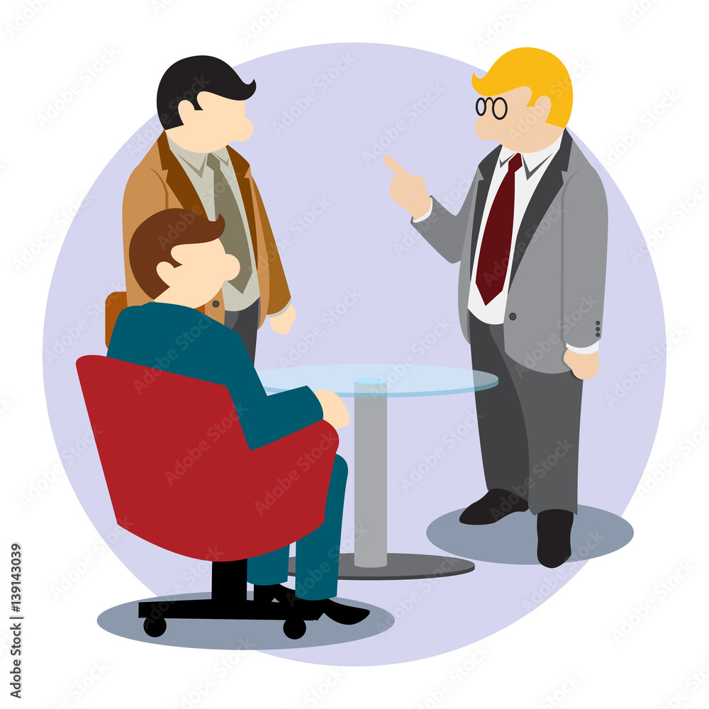 Simple business cartoon vector icon of Group Discussion Stock Vector ...
