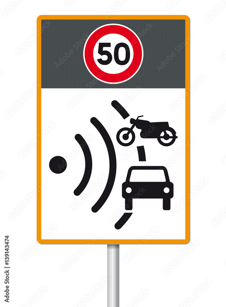 Panneau Contrôle Radar 50 Km/h Stock Vector | Adobe Stock