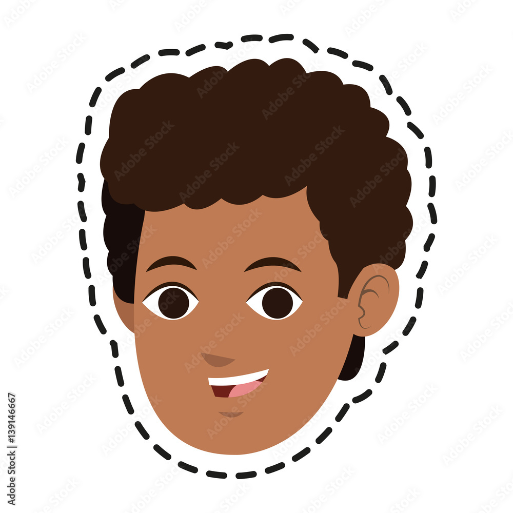 face of dark skin young man icon image vector illustration design Stock ...