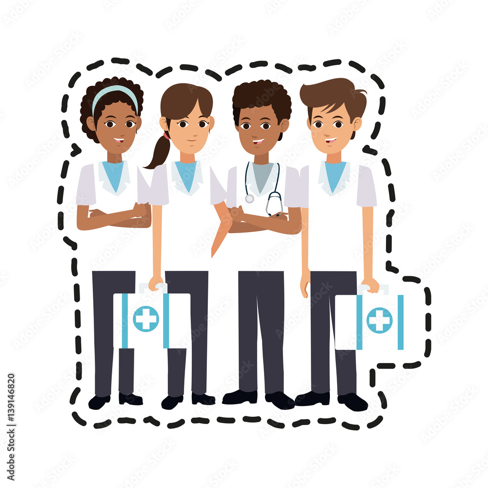 group of young medical doctors icon image vector illustration design ...