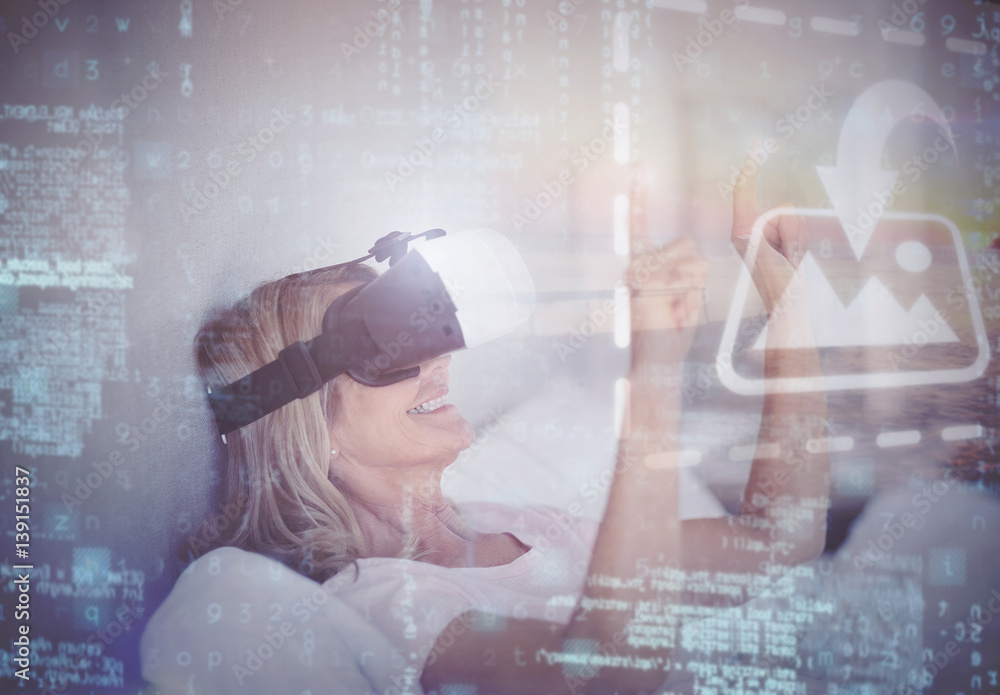 Senior VR User on Bed Mockup 3 Stock Template | Adobe Stock