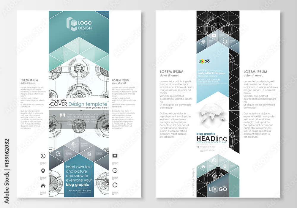 Blog graphic business templates. Page website template, flat layout ...