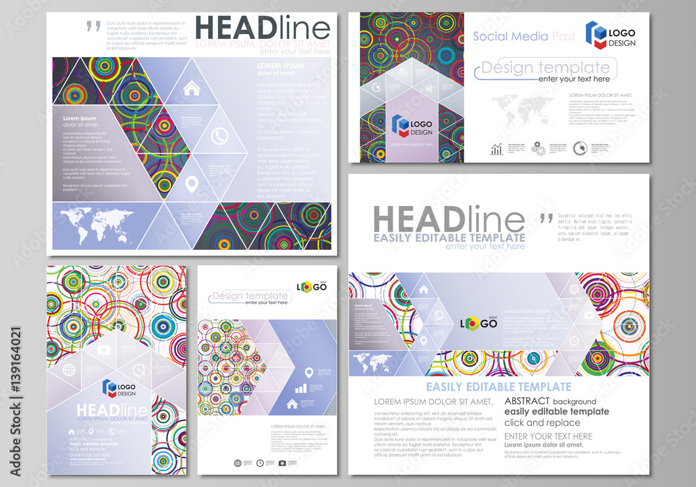 Social media posts set. Business templates. Easy editable abstract flat ...