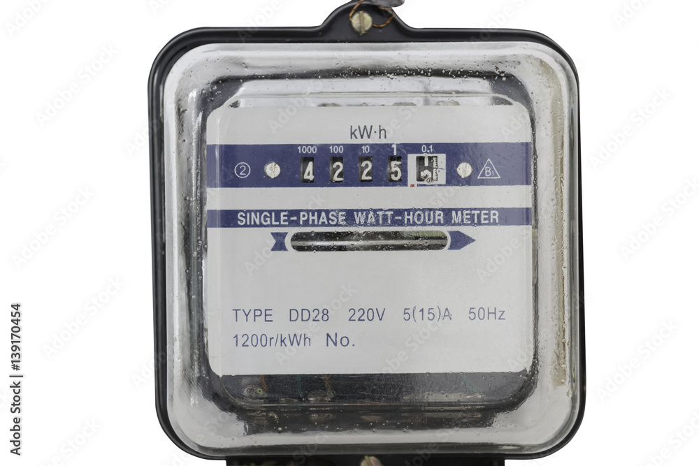 Analog electric meter isolated on white background Electricity ...