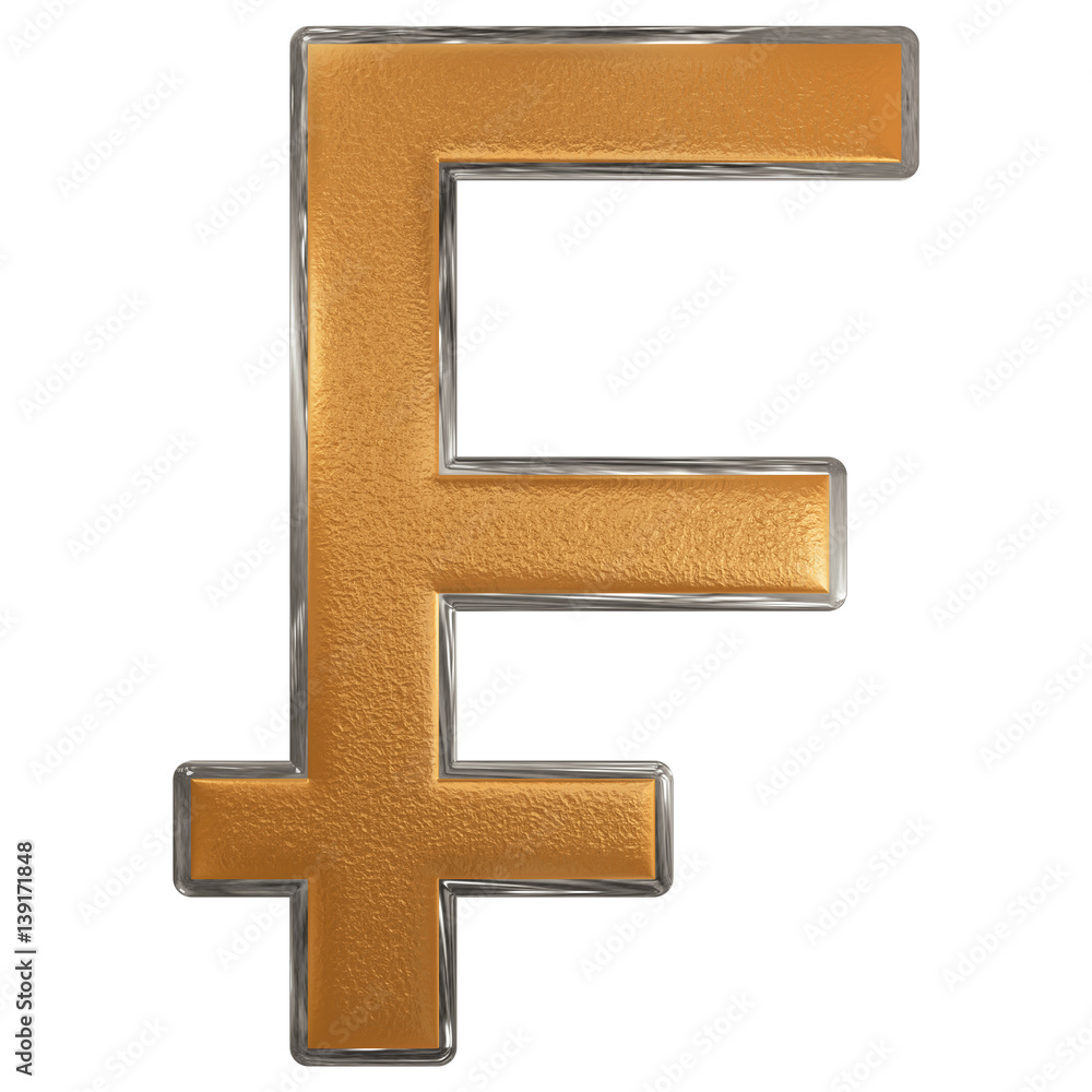 Symbol of French franc, isolated on white background, 3D illustration ...