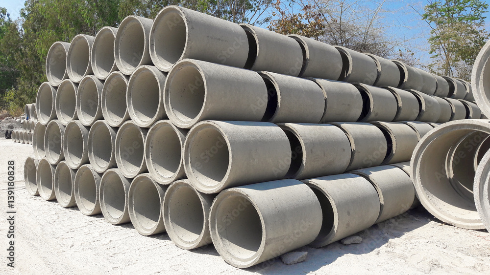 precast concrete water drainage pipe Stock Photo | Adobe Stock