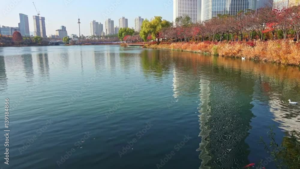 Seokchon Lake in Seoul, Korea. This is composed of the east and west ...