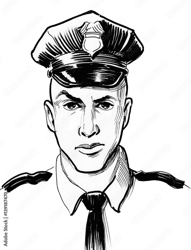 Serious cop Stock Illustration | Adobe Stock