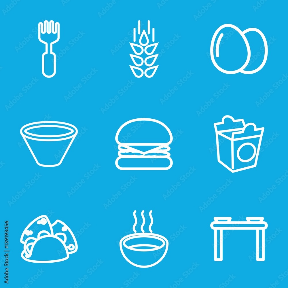 Set of 9 eat outline icons Stock Vector | Adobe Stock
