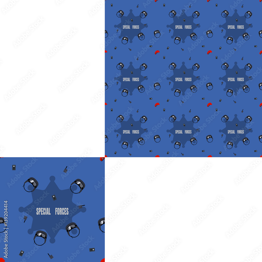 Seamless dark blue patterns of police hats and text with pattern unit ...