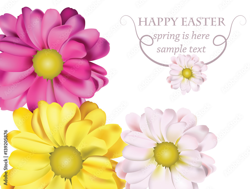 Happy Easter daisy floral background. Spring flowers bouquet yellow and ...