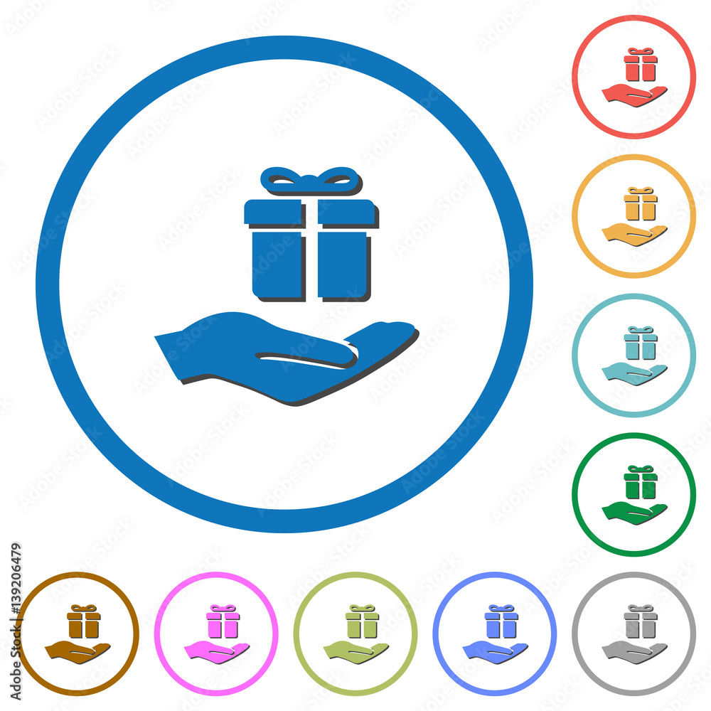 Gifting icons with shadows and outlines Stock Vector | Adobe Stock