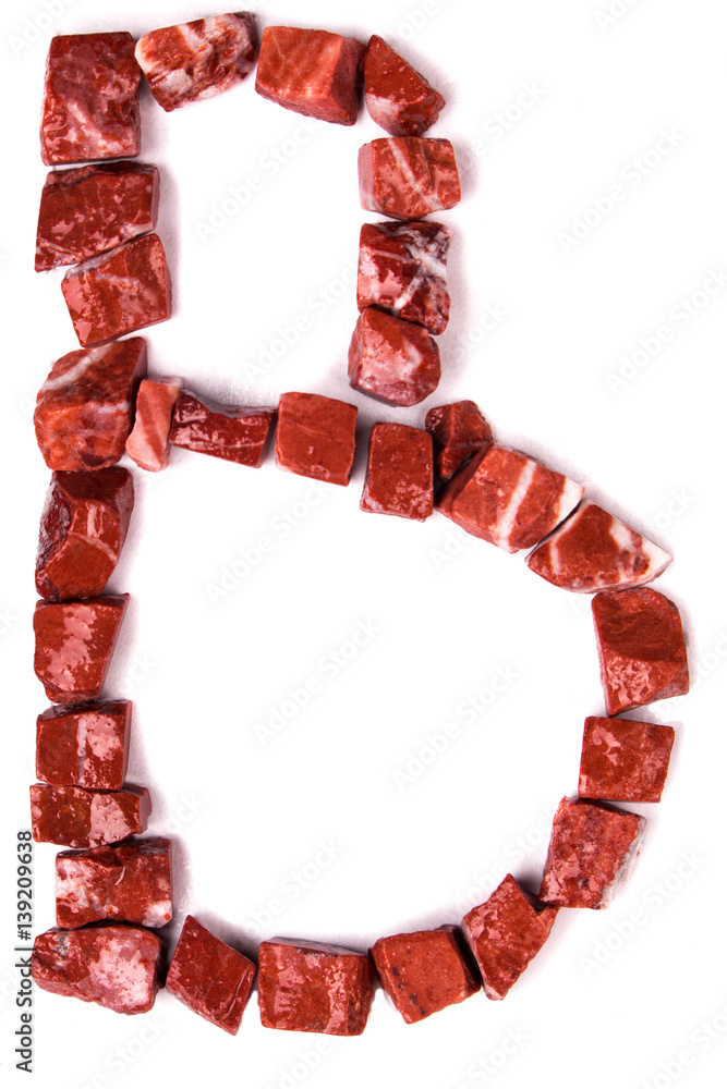 ABC, Latin alphabet, mosaics of natural stone, red marble, letter, B ...