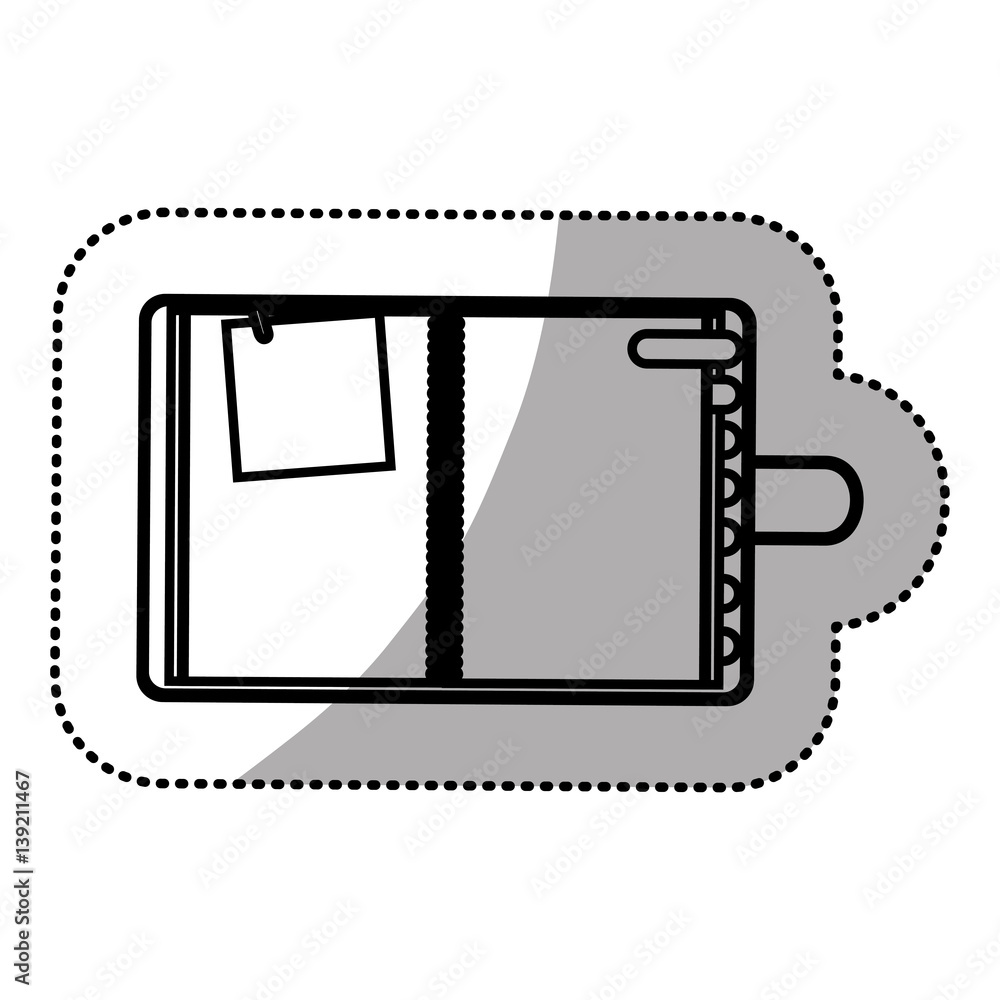 monochrome sticker with notepad and page tab vector illustration Stock ...
