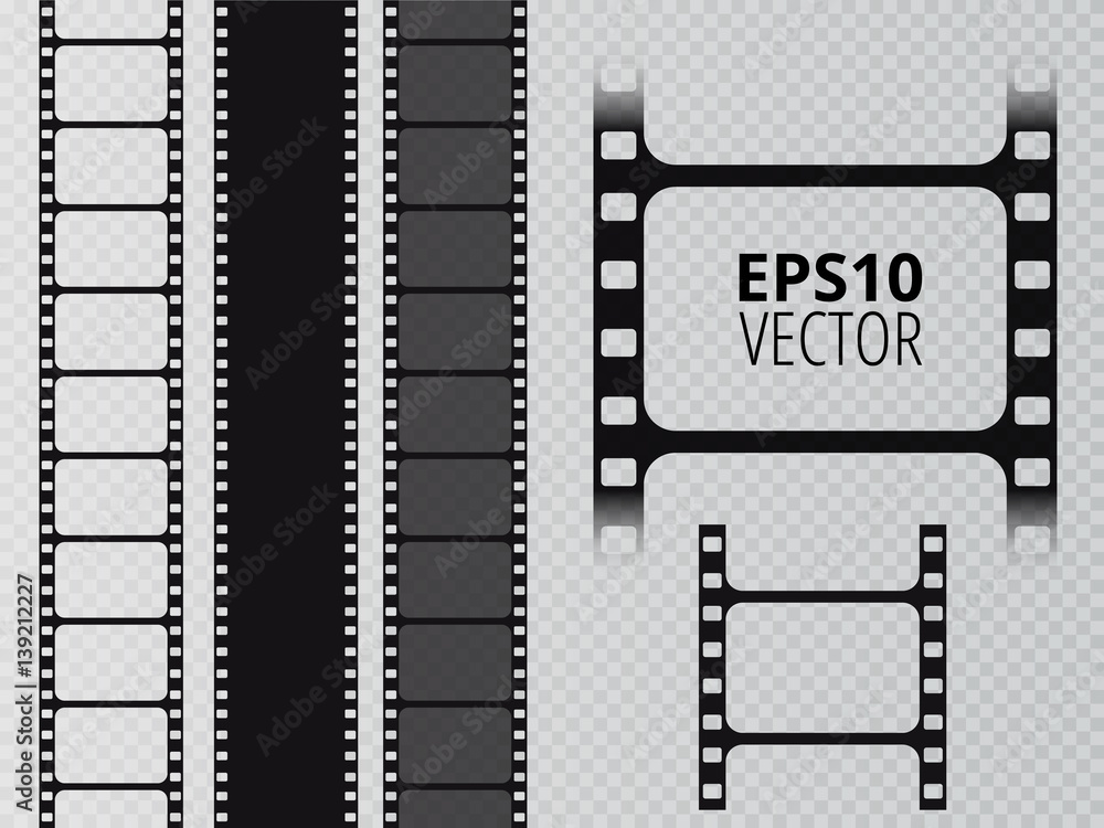 Set of vector film strip isolated on transparent background. Stock ...