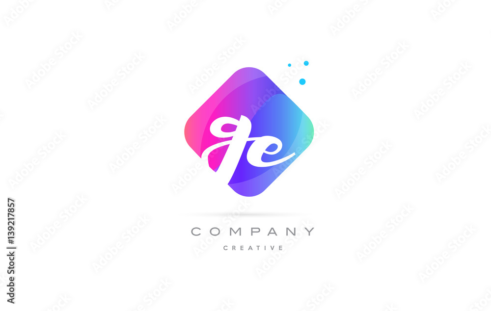 ge g e pink blue rhombus abstract hand written company letter logo icon ...