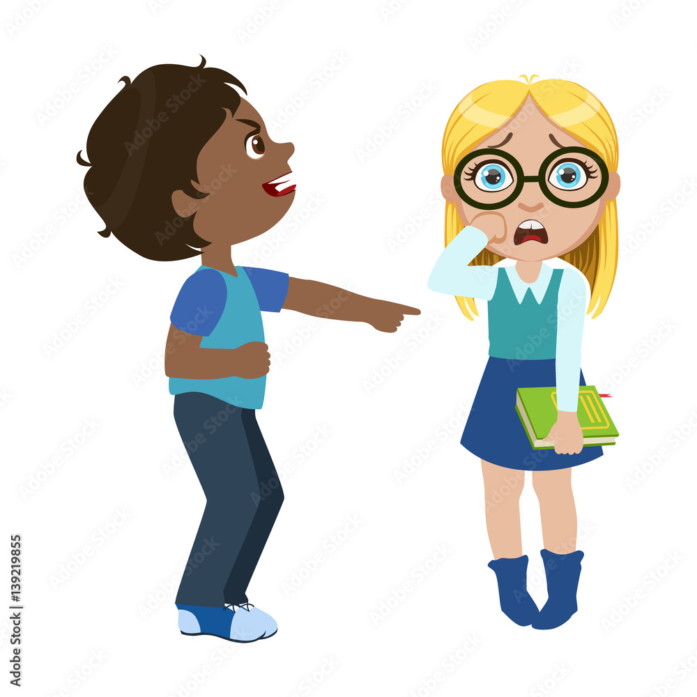 Boy Mocking A Girl, Part Of Bad Kids Behavior And Bullies Series Of ...