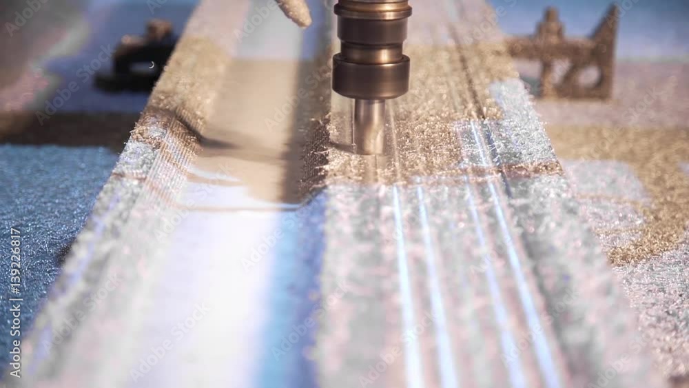 Working process of the milling machine at the factory, milling shapes ...