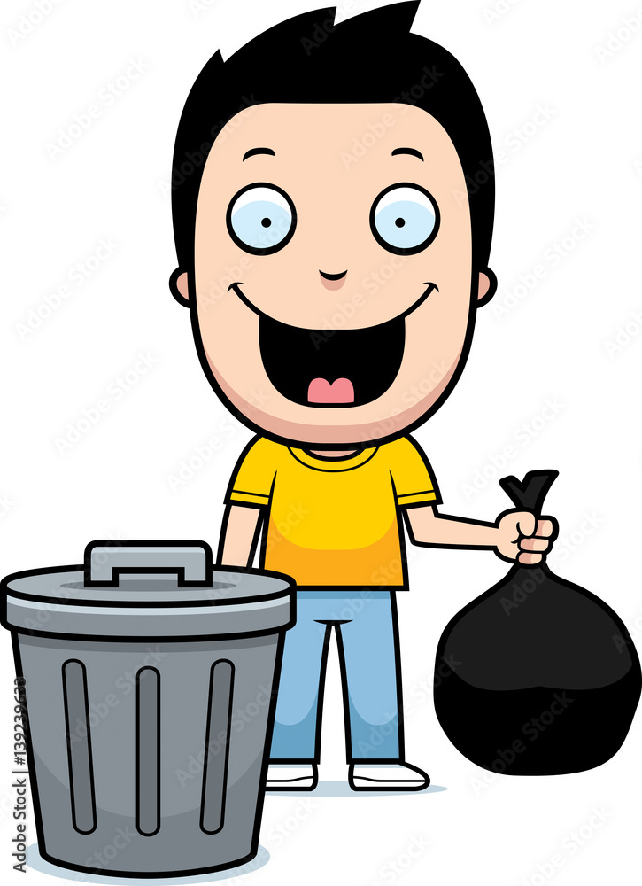 Cartoon Boy Trash Stock Vector | Adobe Stock