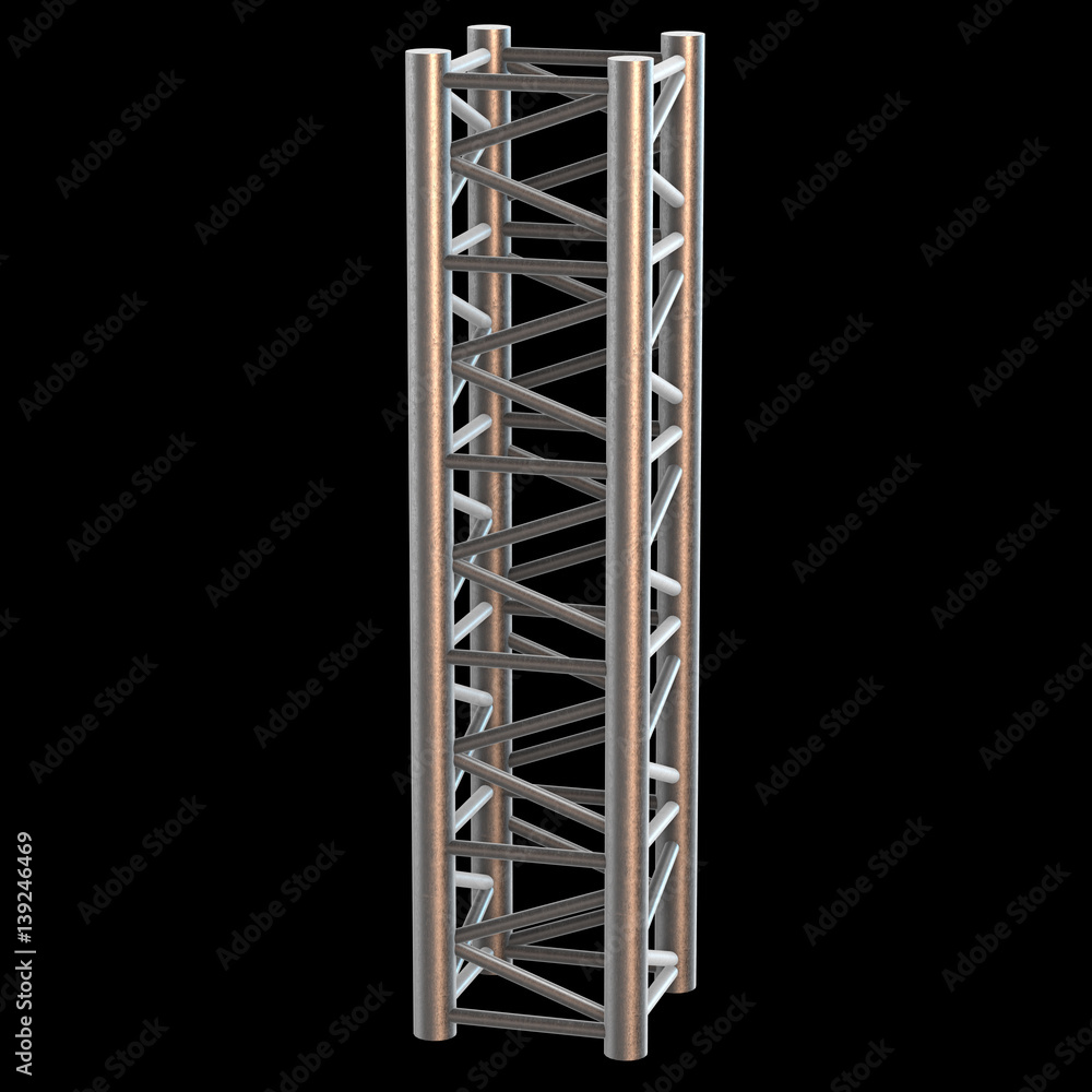Steel truss girder element. 3d render on black Stock Illustration ...