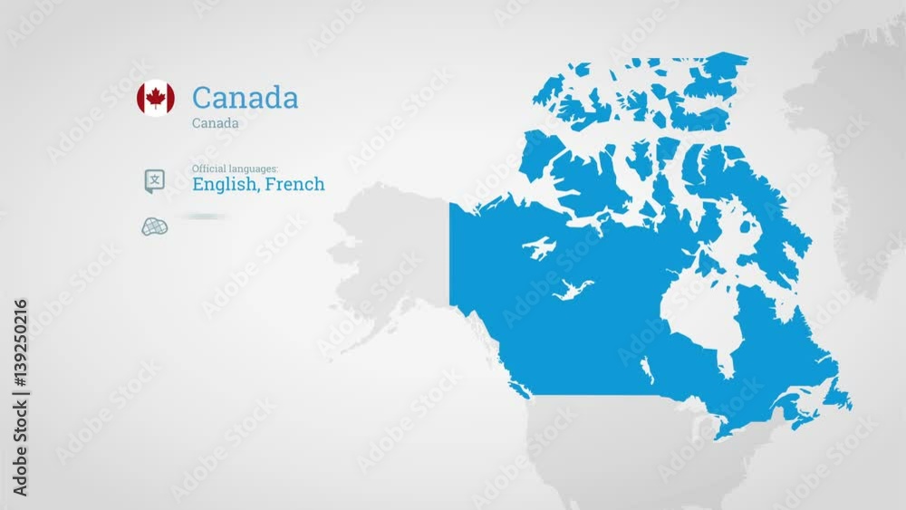 Animated infographics map with country's flag and profile. Canada Stock ...