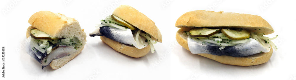 Bismarck-Hering-Brötchen, Fischbrötchen - Hälften und ganz - FdH, Diät ...