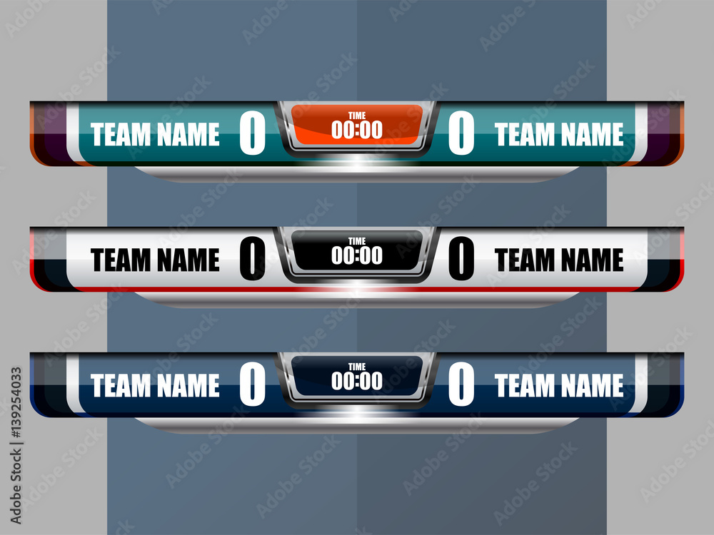 Scoreboard Broadcast Graphic Template for soccer and football, vector ...